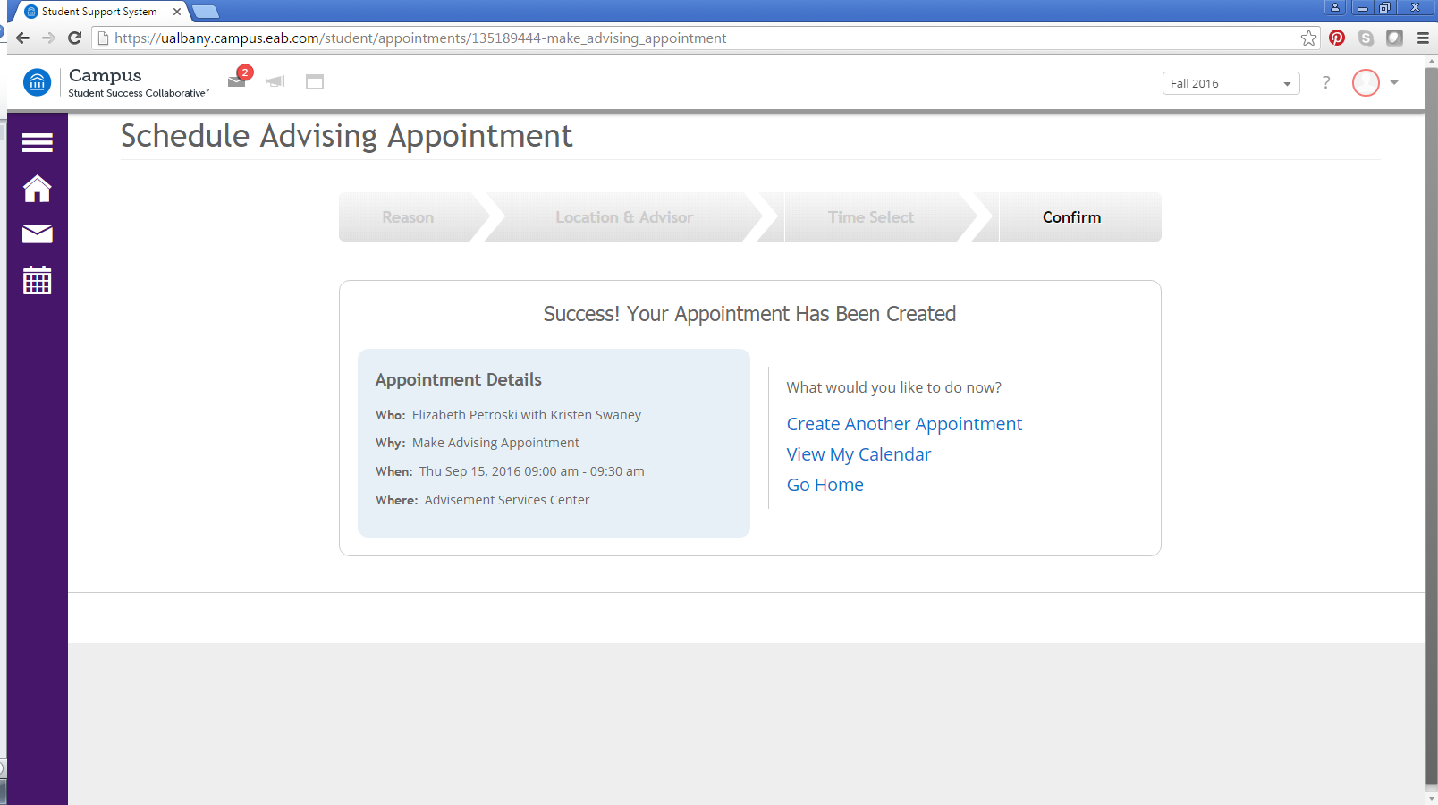 Scheduling an Appointment with Your ASC Advisor – UAlbany Project MyStory