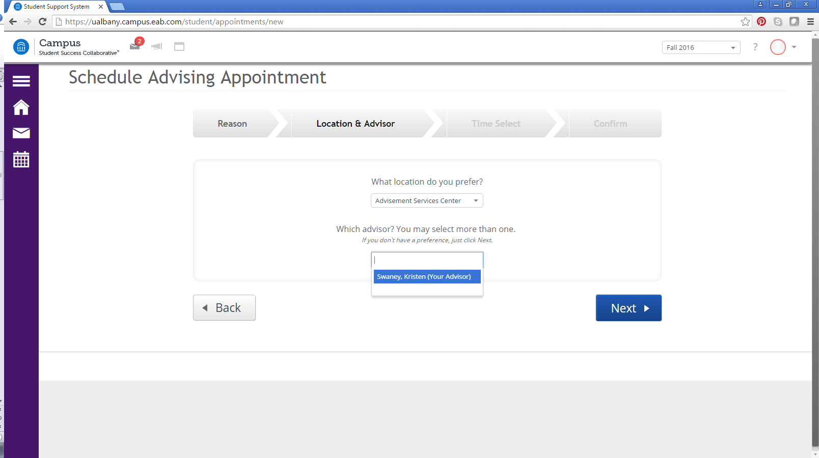 Scheduling an Appointment with Your ASC Advisor – UAlbany Project MyStory